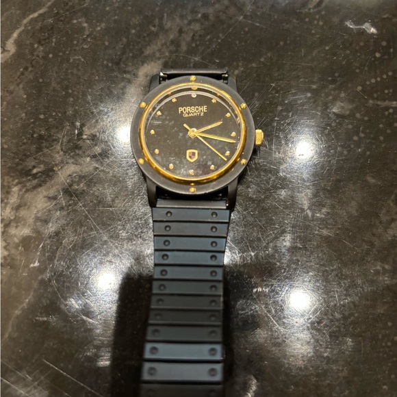 Porsche Design | Accessories | Vintage Porsche Black Watch With Gold ...